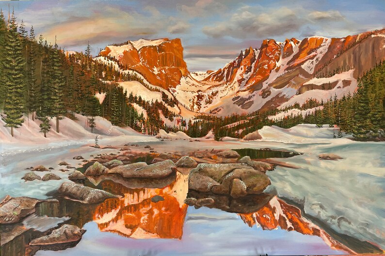 Original Painting: Dream Lake Estes Park Colorado Oil on Canvas - Etsy