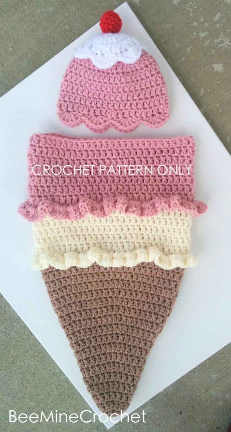 PATTERN/ Ice Cream Cone Newborn Cocoon/ Crochet / English US - Etsy