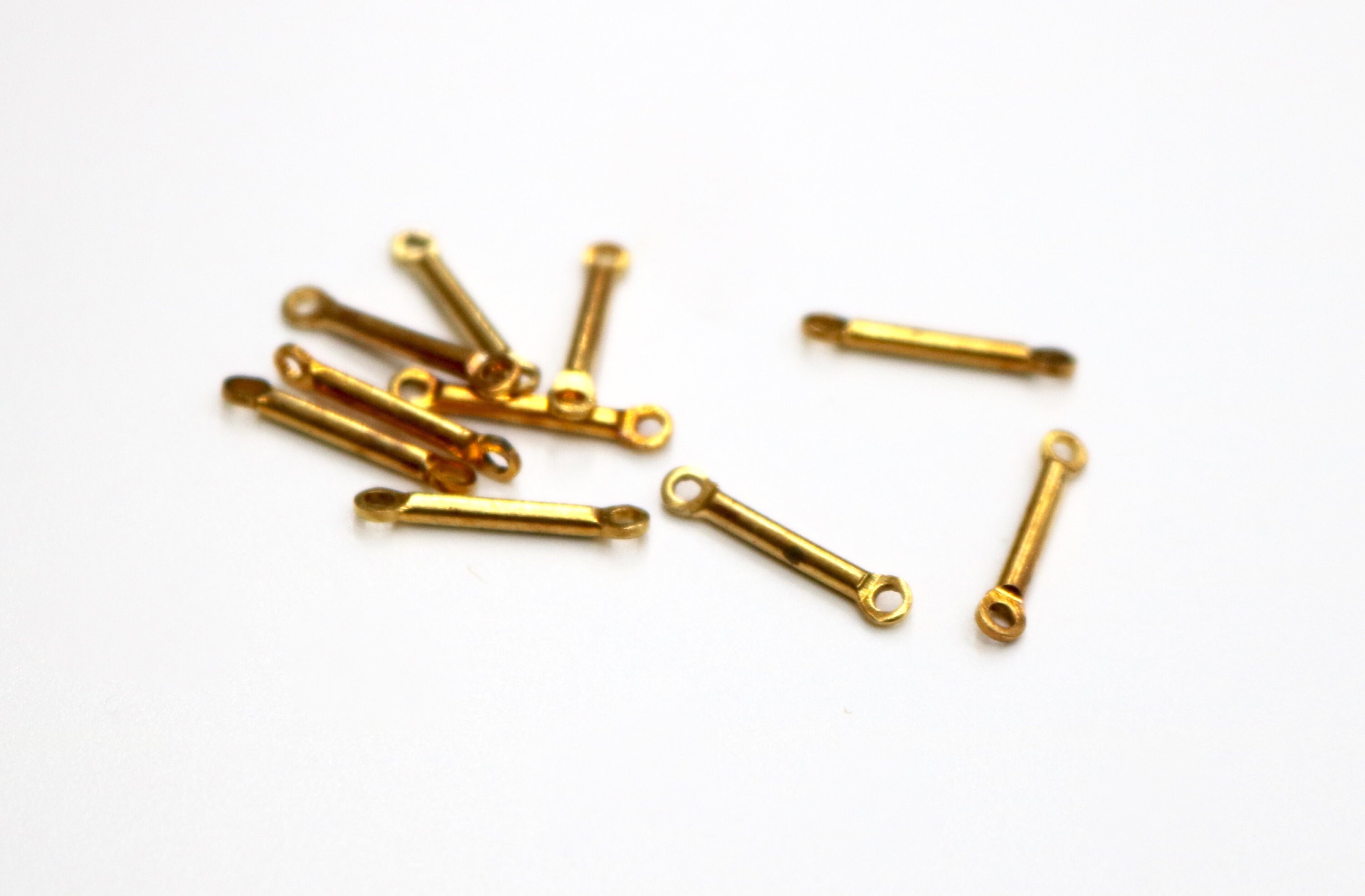 25 Pieces 2 Loop Connectors Solid Raw Brass 14x1mm Vintage | Etsy