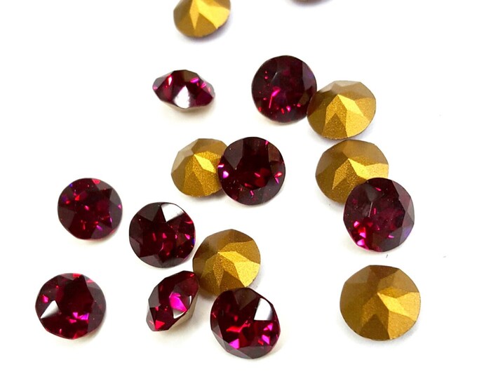 12 Pieces Ruby Swarovski Crystal Dentelle Stones, Article #1200 Round ...