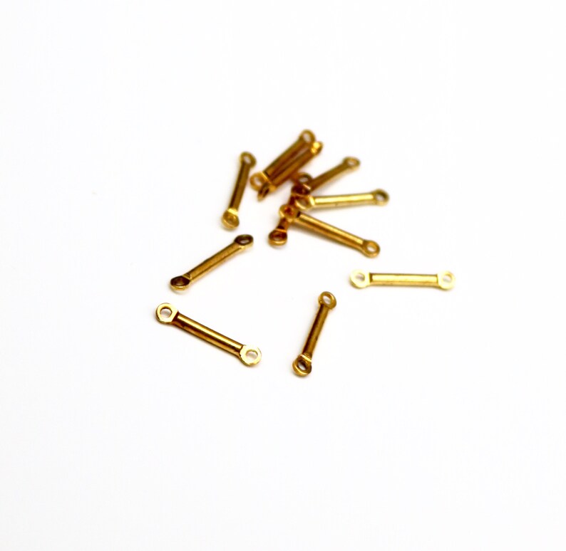 25 Pieces 2 Loop Connectors Solid Raw Brass 14x1mm Vintage | Etsy