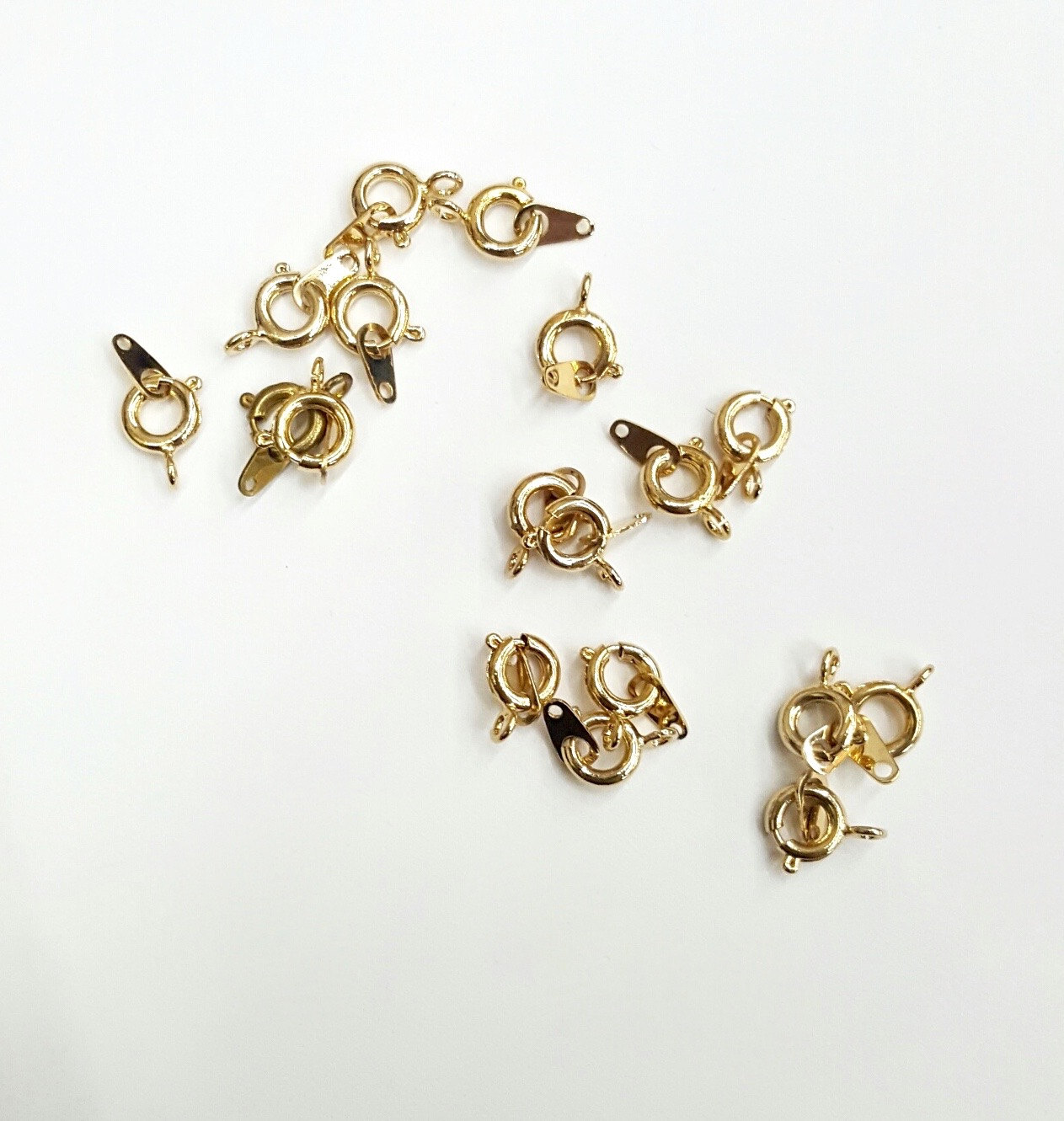 48 Pieces 14kt Gold Plated Spring Ring Clasps With Bail 9x7mm | Etsy