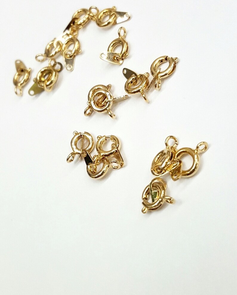 48 Pieces 14kt Gold Plated Spring Ring Clasps With Bail 9x7mm - Etsy
