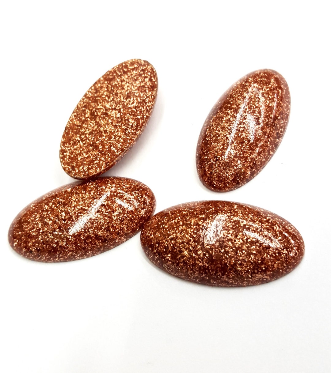 8 Pieces Imitation Brown Goldstone Acrylic Cabochons, Oval, Vintage ...