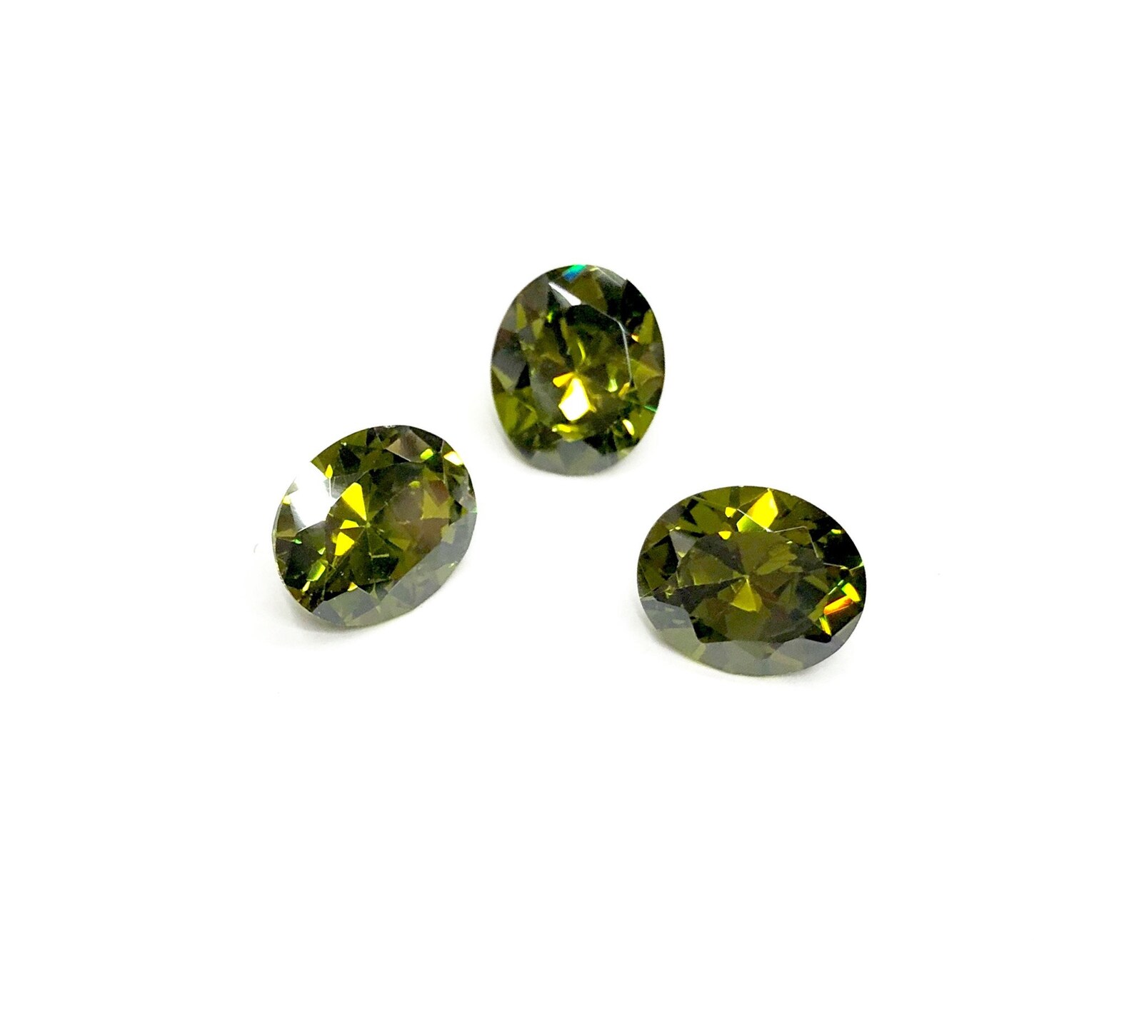 2 Pieces Olive Green Cubic Zirconia Stones 12x10mm Oval - Etsy
