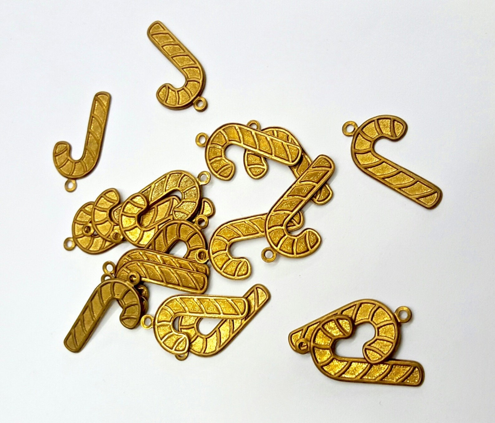 10 Pieces Candy Cane Pendant Raw Brass Stamped 23x12mm - Etsy
