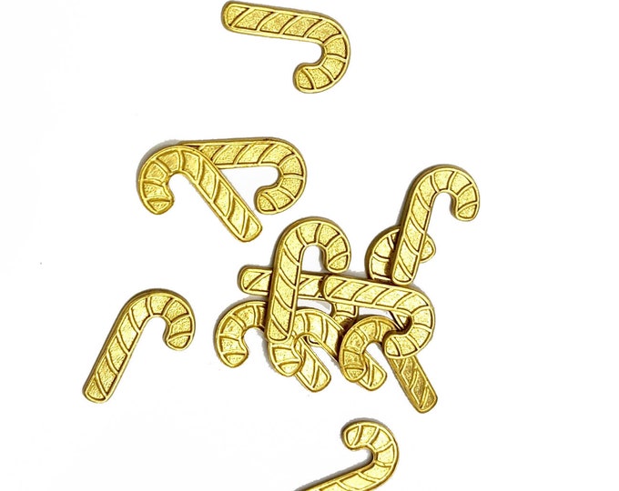 10 Pieces Gold Plated Brass Candy Cane Findings, Semi Hollow Back ...