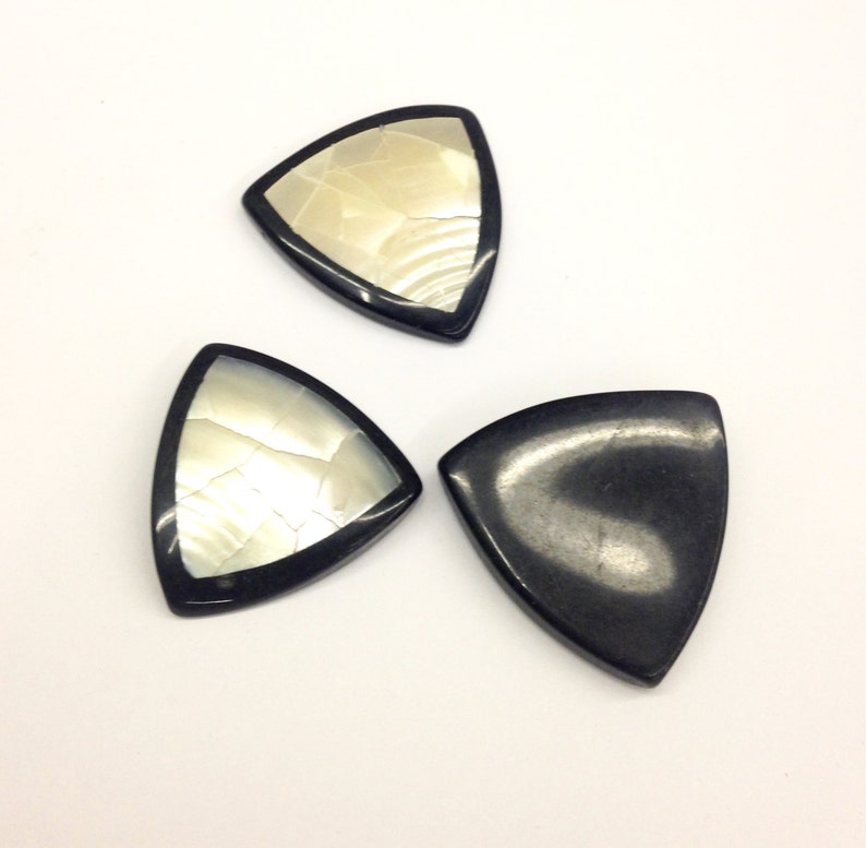 3 Pieces Soft Triangle Shaped Genuine Inlay Stones Flat Back | Etsy