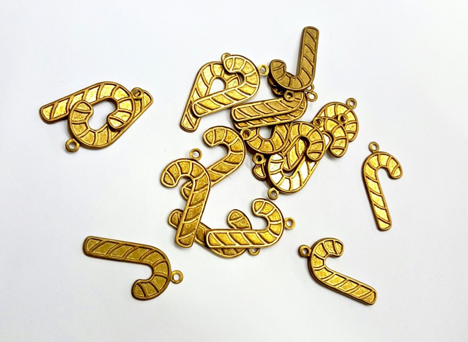 10 Pieces Candy Cane Pendant Raw Brass Stamped 23x12mm - Etsy