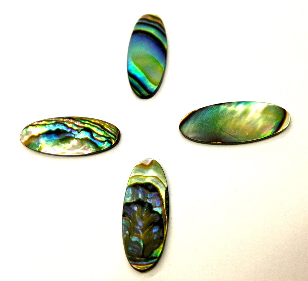 4 Pieces Natural, Un-dyed Abalone Flat Cabochon Shell Stones, 21x8mm ...
