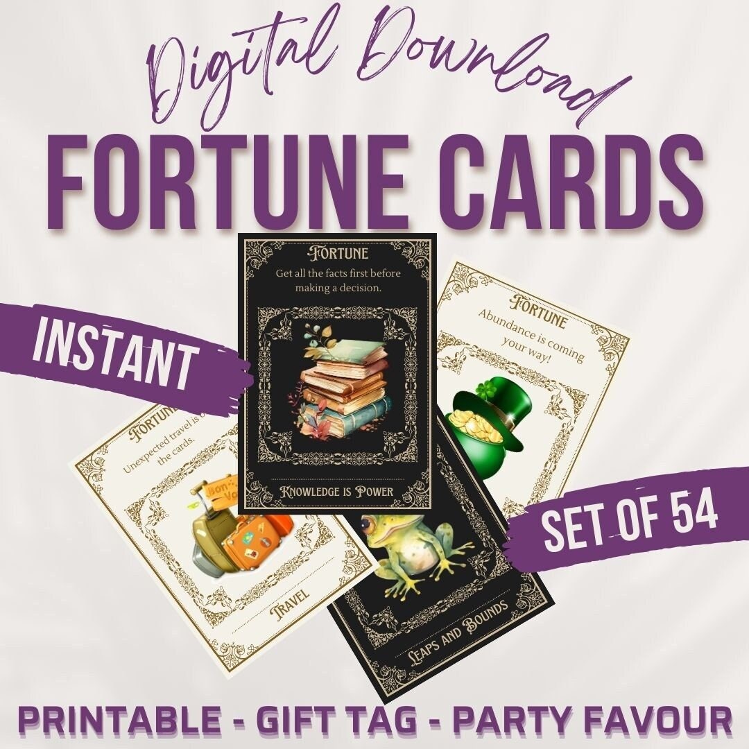 Cute FORTUNE Telling Cards - 54 Cards - Digital Download, Printable ...