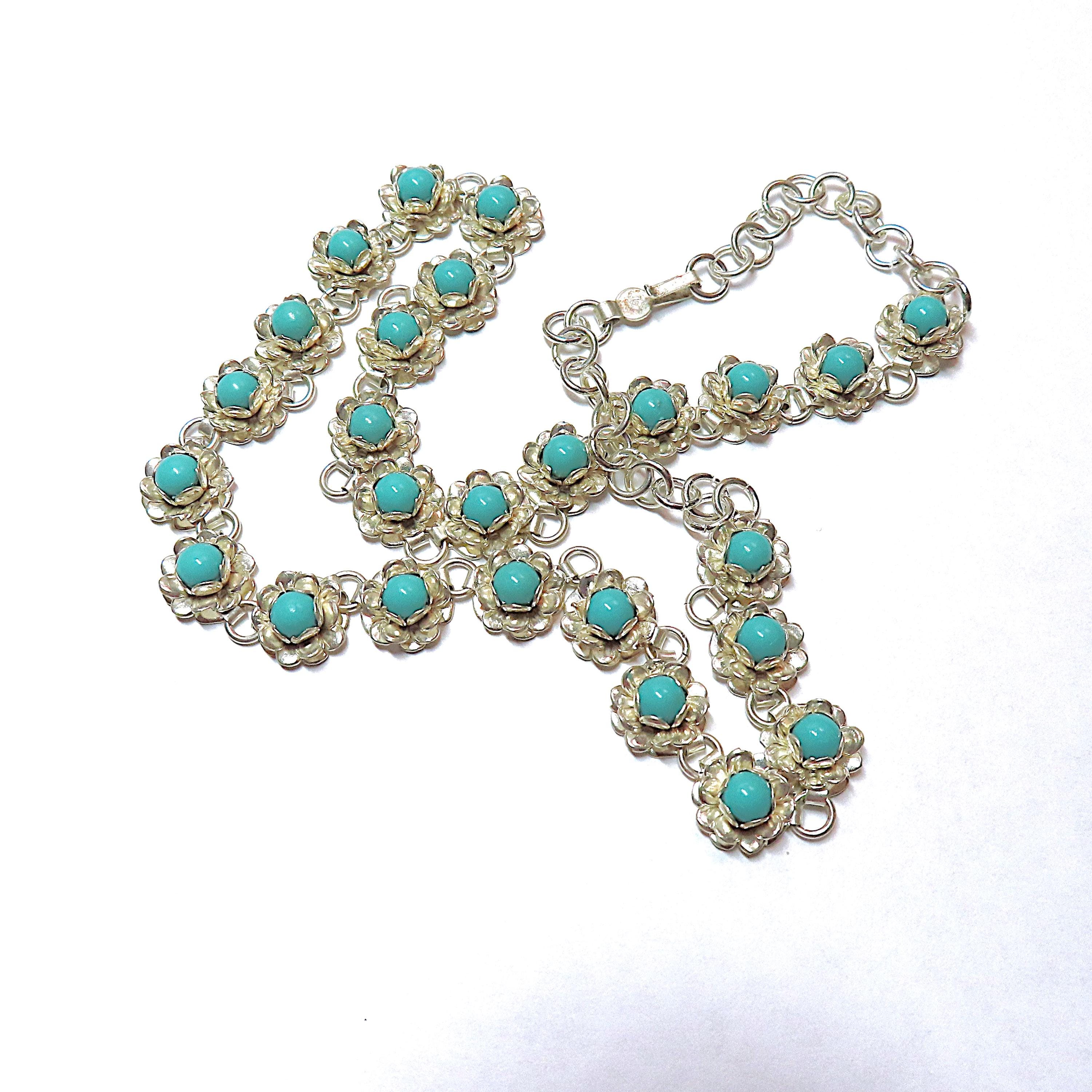 Vintage Sleeping Beauty Turquoise Sterling Silver Flower Design ...