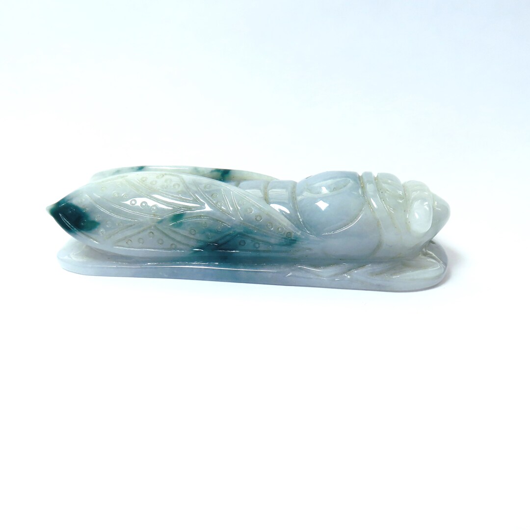 Vintage Chinese Huge Carved Blue Green Jadeite Jade Cicada Statue ...