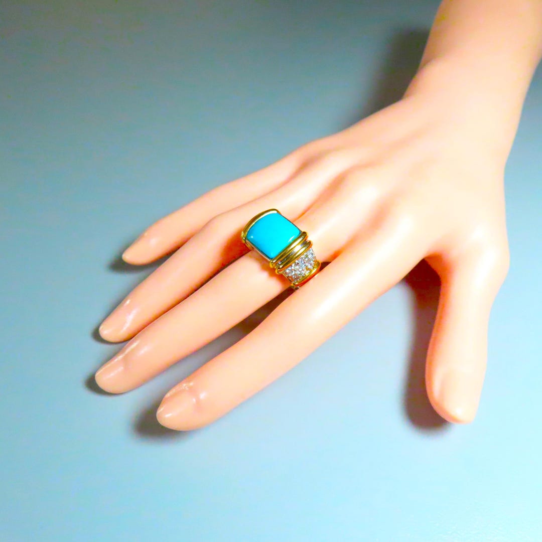 Vintage Turquoise 14k Gold Vermeil Goshenite Beryl Sterling Silver Ring ...