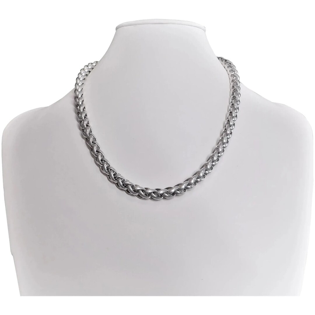 Vintage Heavy 6mm Thick Sterling Silver Ponytail Design Chain Necklace ...