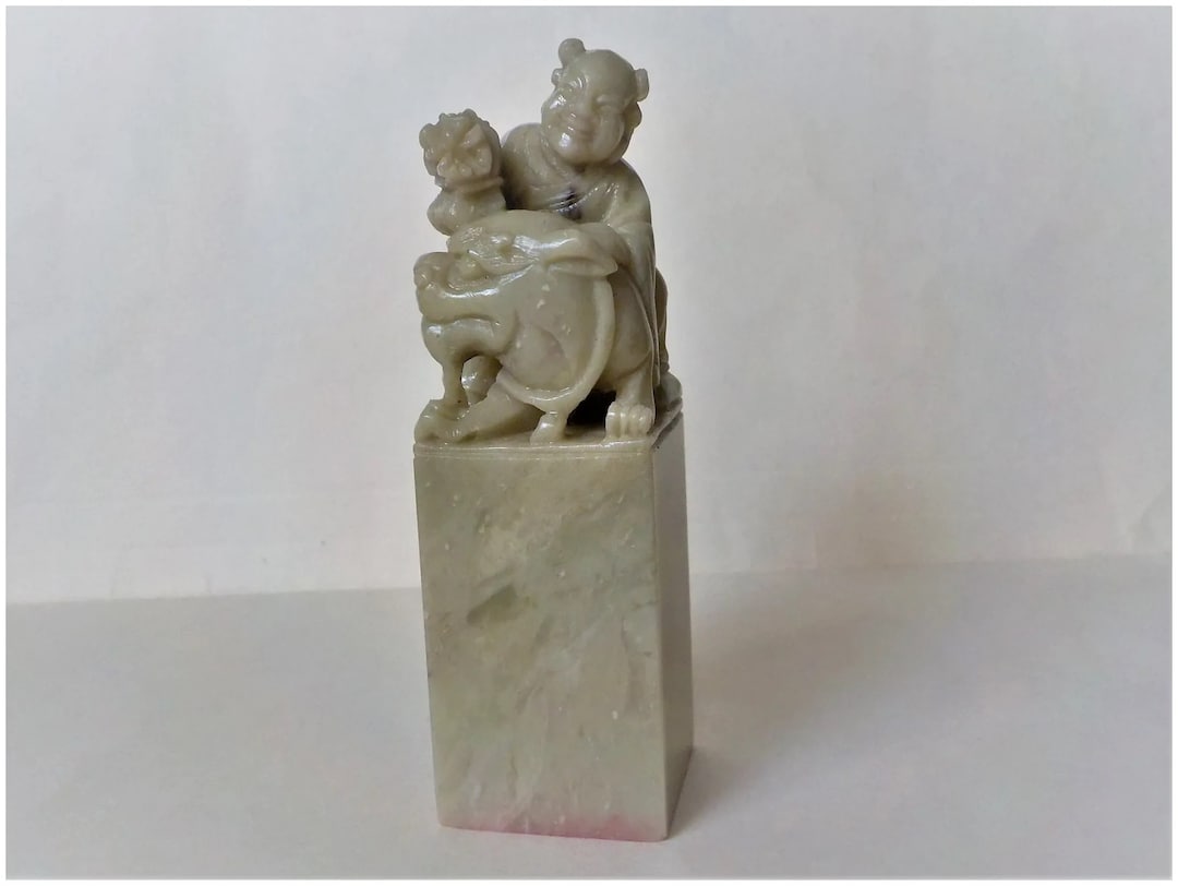 Vintage Chinese Carved Soapstone Chop Seal & Ink Pad - Etsy