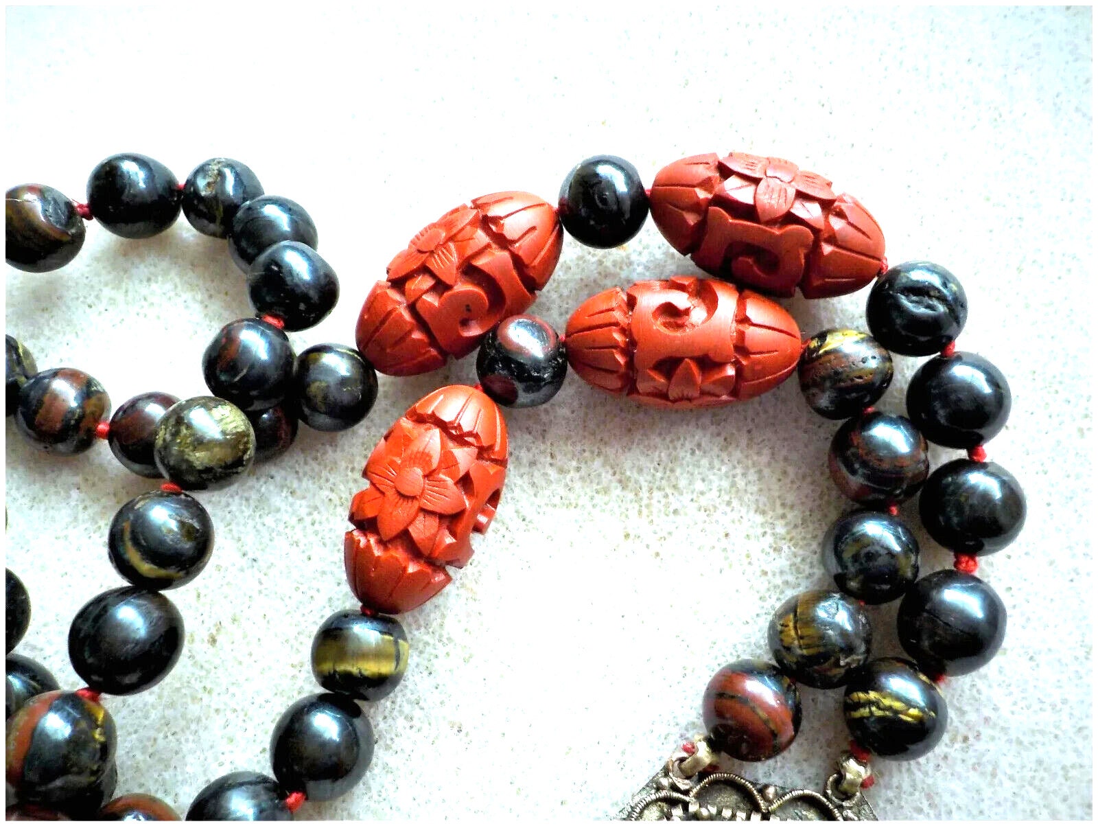 Vintage Chinese Export Red Cinnabar Jasper Pendant Necklace - Etsy