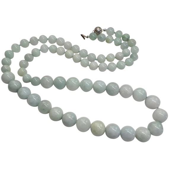 Chinese Green Translucent Jadeite Jade Beaded Necklac… - Gem
