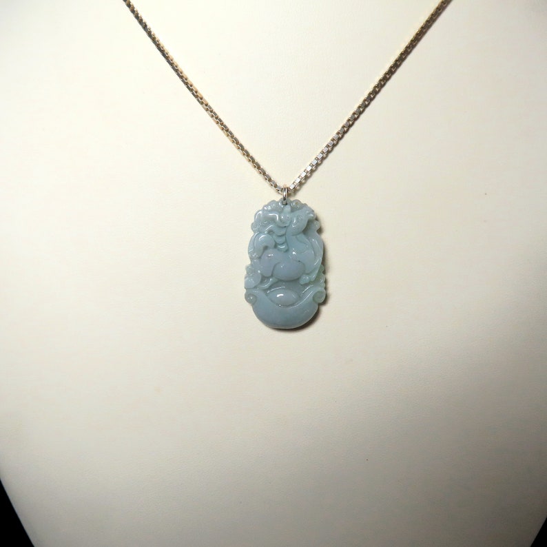 Vintage Translucent Blue Jadeite Jade Horse Pendant Sterling Silver ...