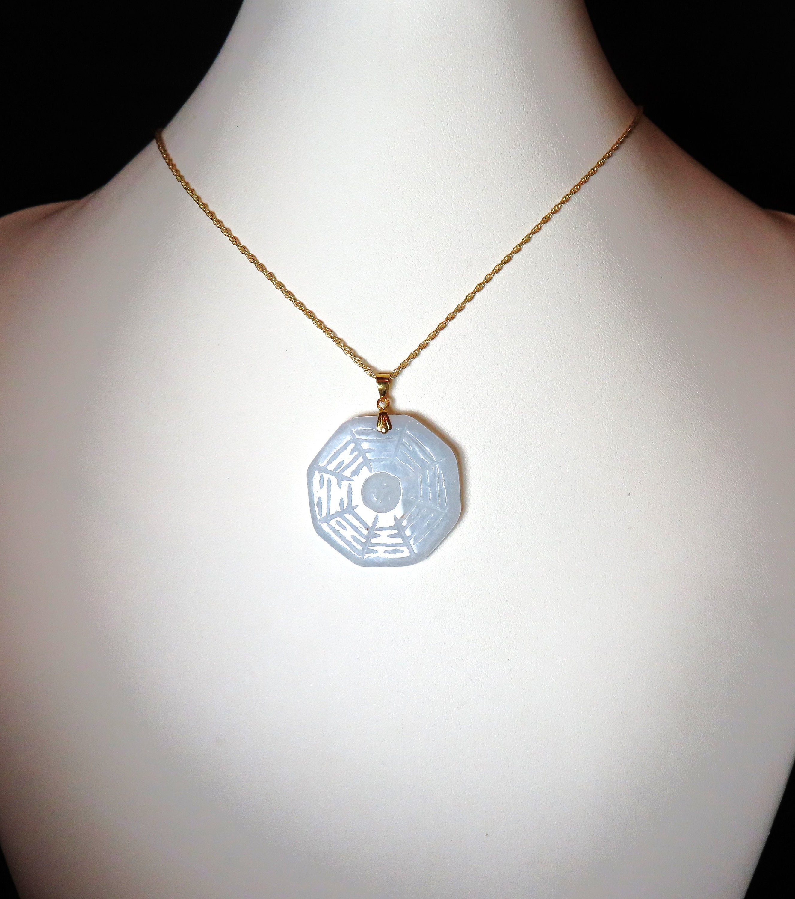 Vintage Chinese White Jadeite Jade Octagon Spinning Central Wheel ...