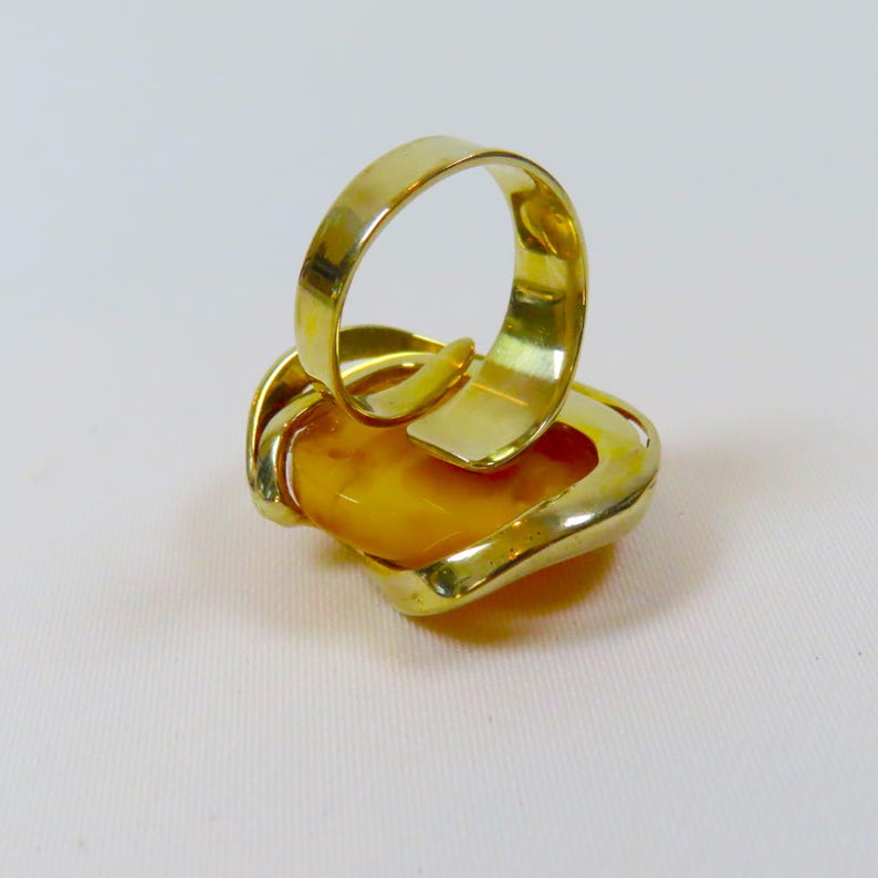 Vintage Large Burmese Mila Egg Yolk Amber Gold Vermeil Statement Ring ...