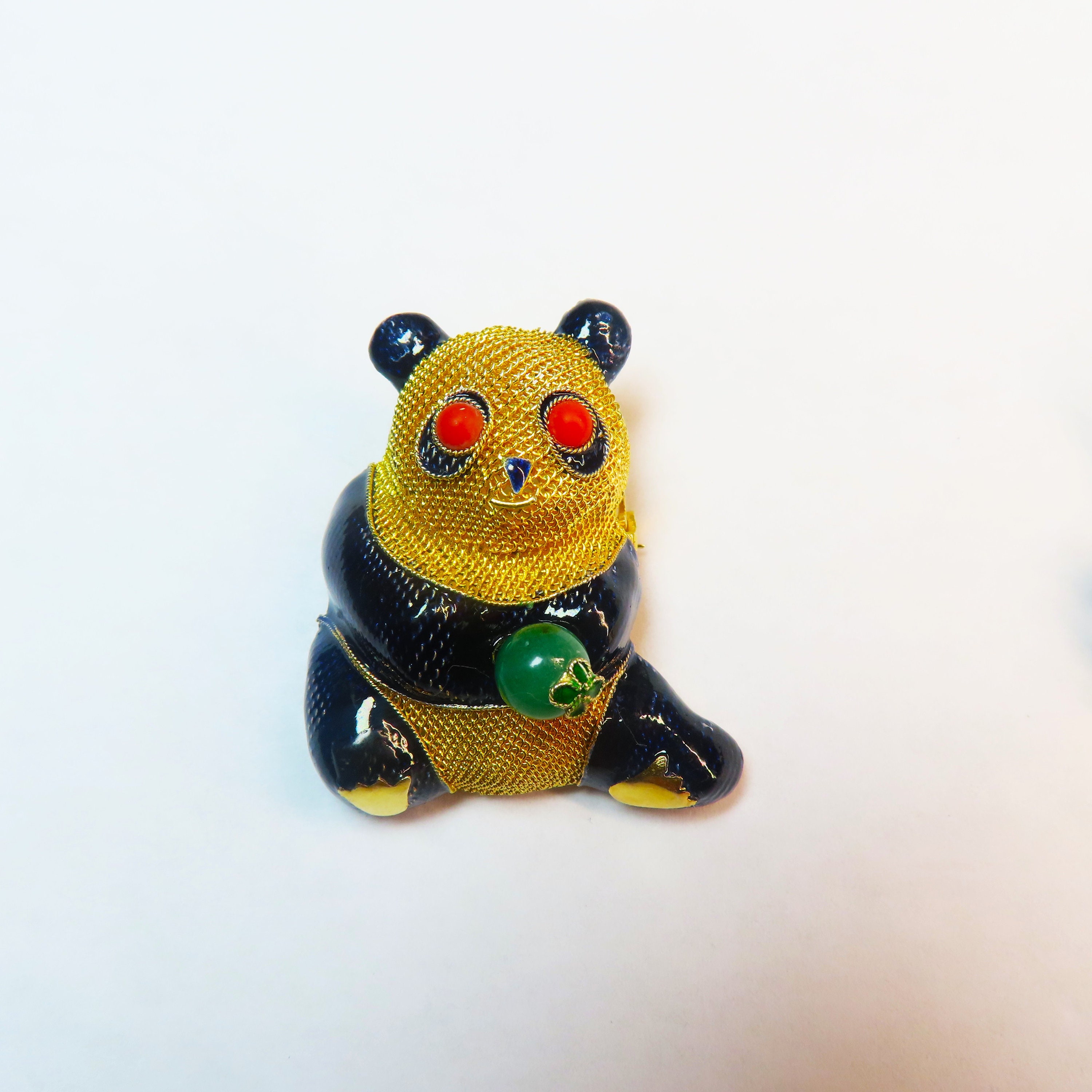 Vintage 1900's Chinese Green Jade Red Coral Gold Vermeil Sterling ...