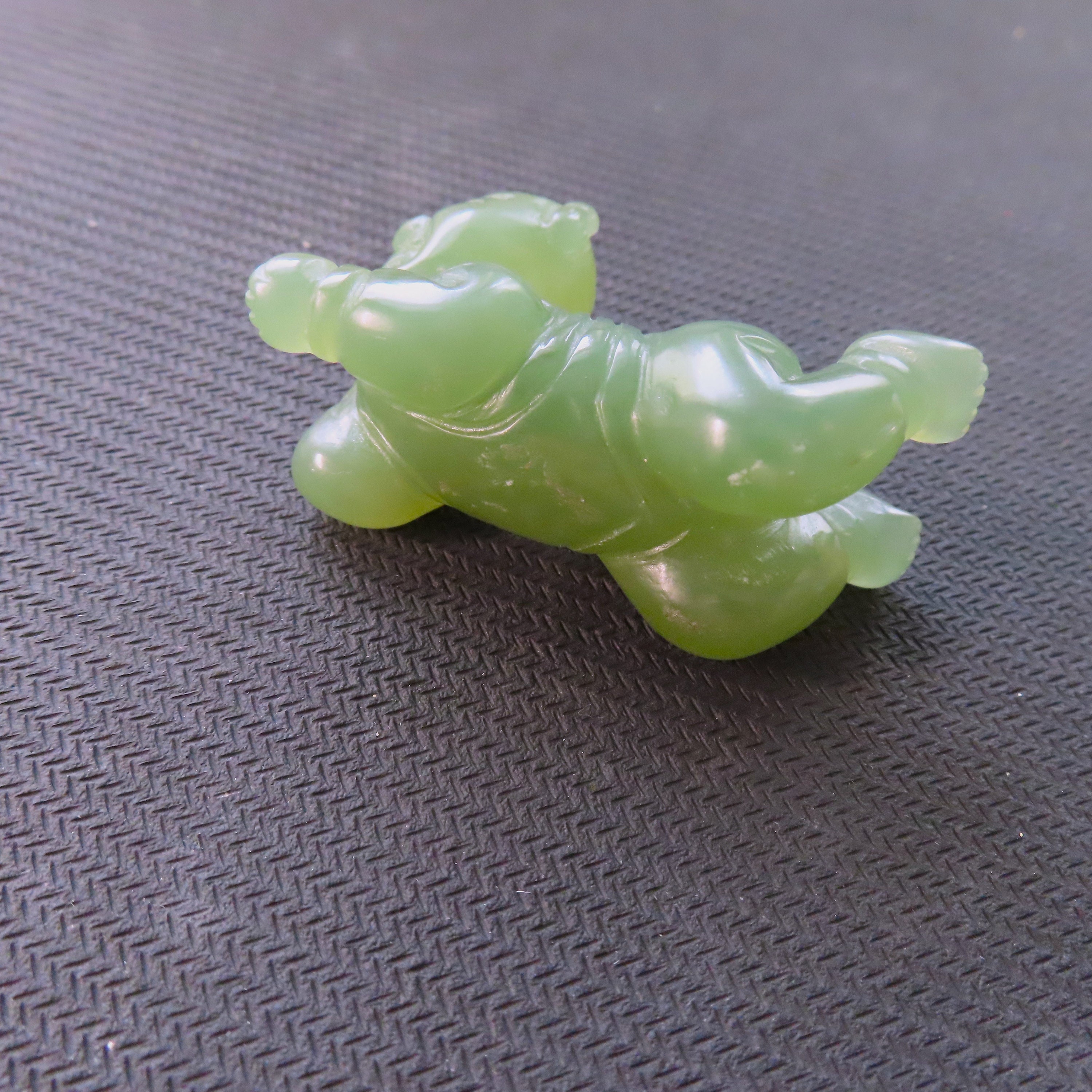Vintage Chinese Translucent Green Nephrite Jade Carved Laughing Baby ...