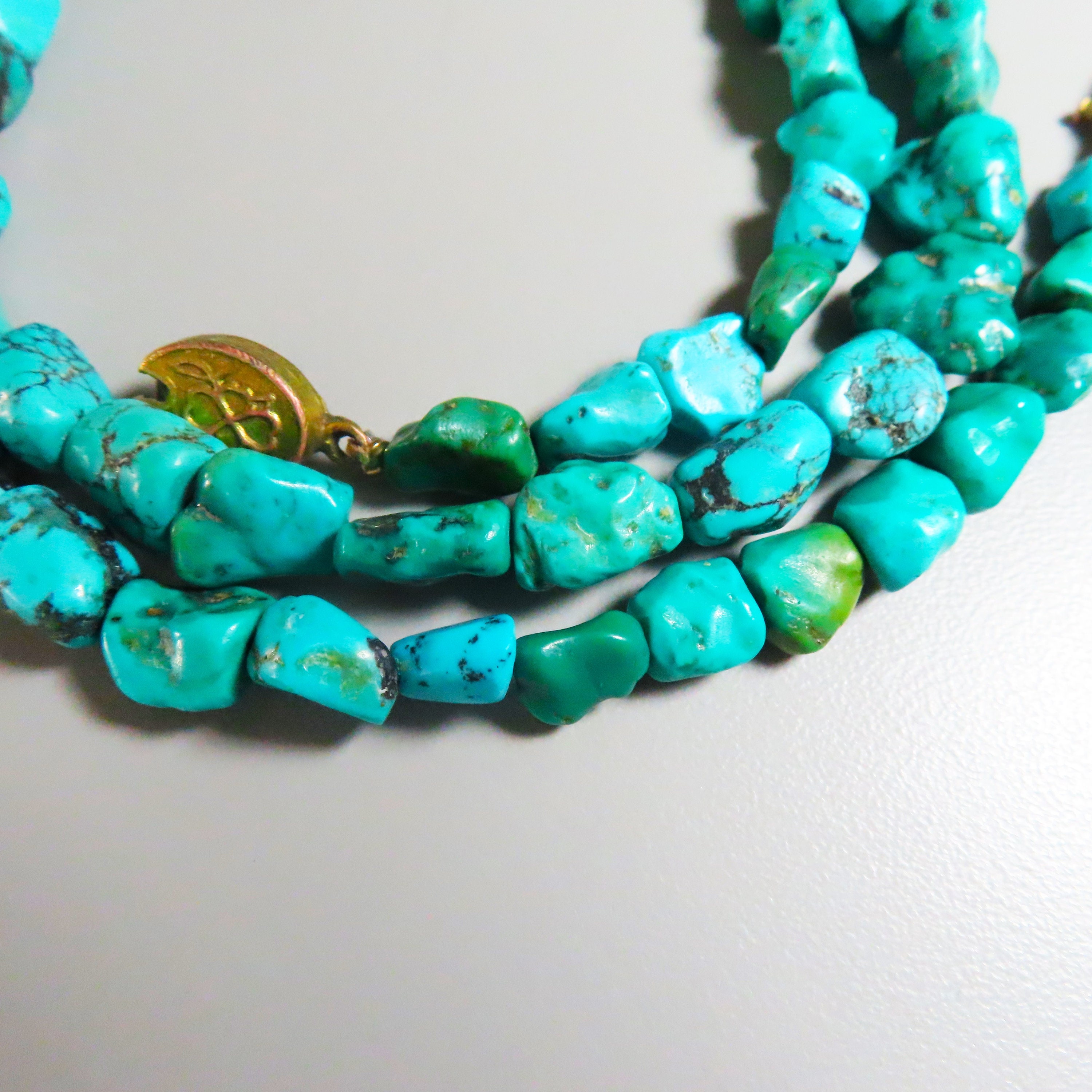 Vintage 1920's Art Deco Hand Carved Turquoise Nugget Beaded Necklace - Etsy