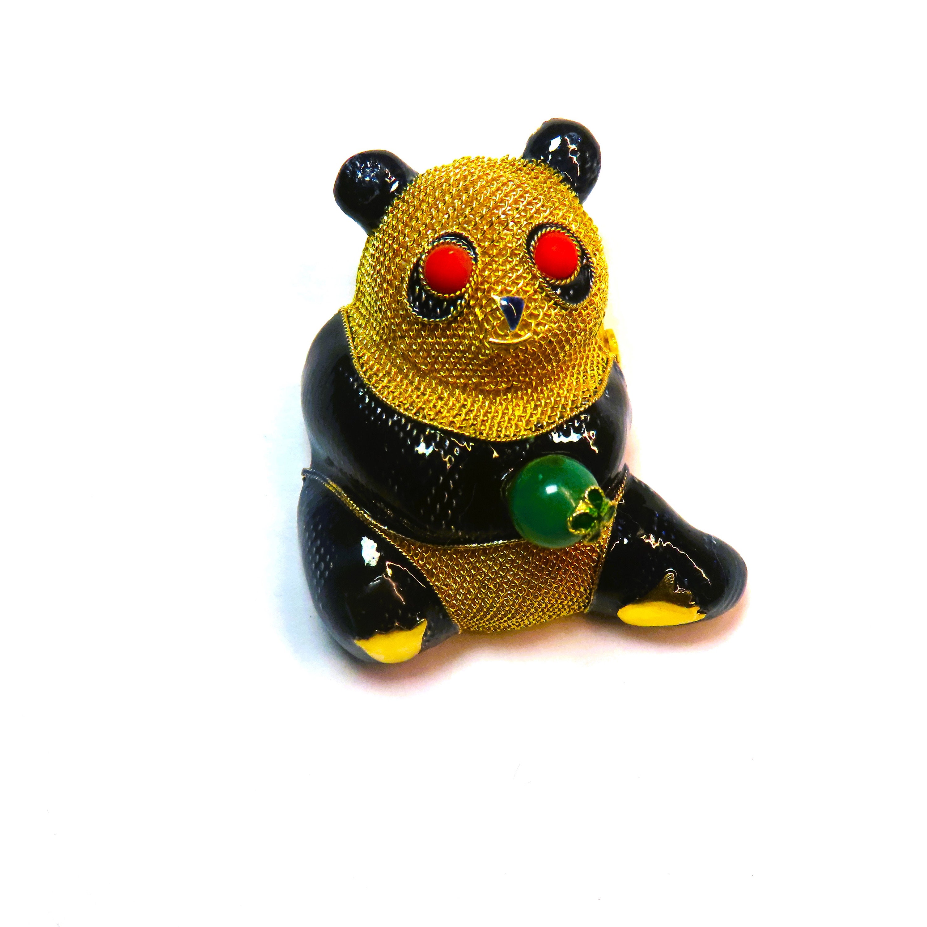 Vintage 1900's Chinese Green Jade Red Coral Gold Vermeil Sterling ...