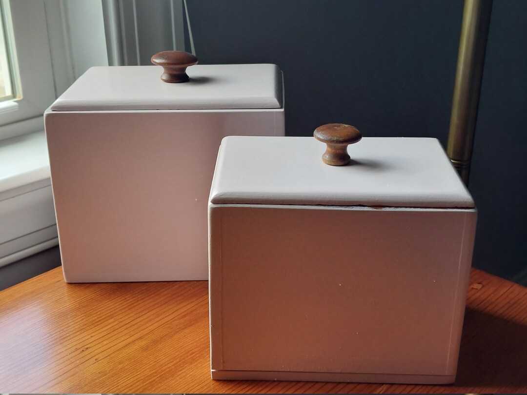 Set of 2 Pink Wooden Boxes With Lids - Etsy