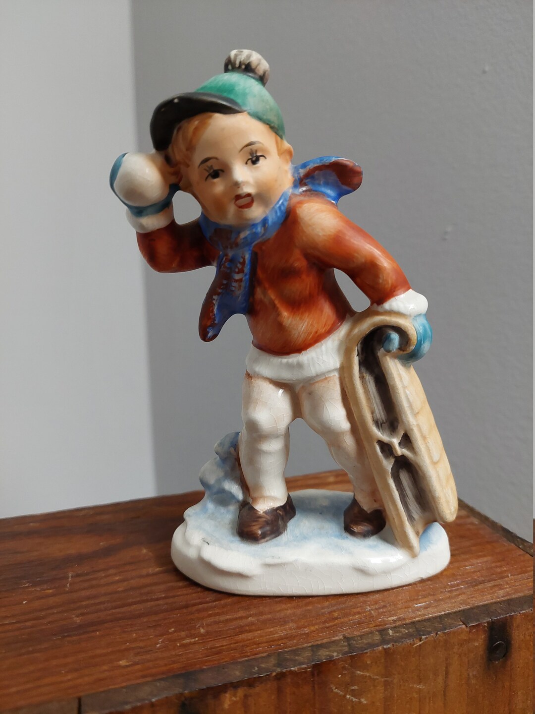 Vintage Figurine , Boy With Sled , Friedel Bavaria - Etsy