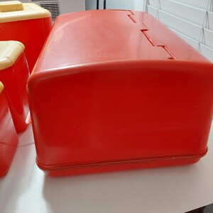 Red Kitchen Set , Bread Box and Canisters - Etsy