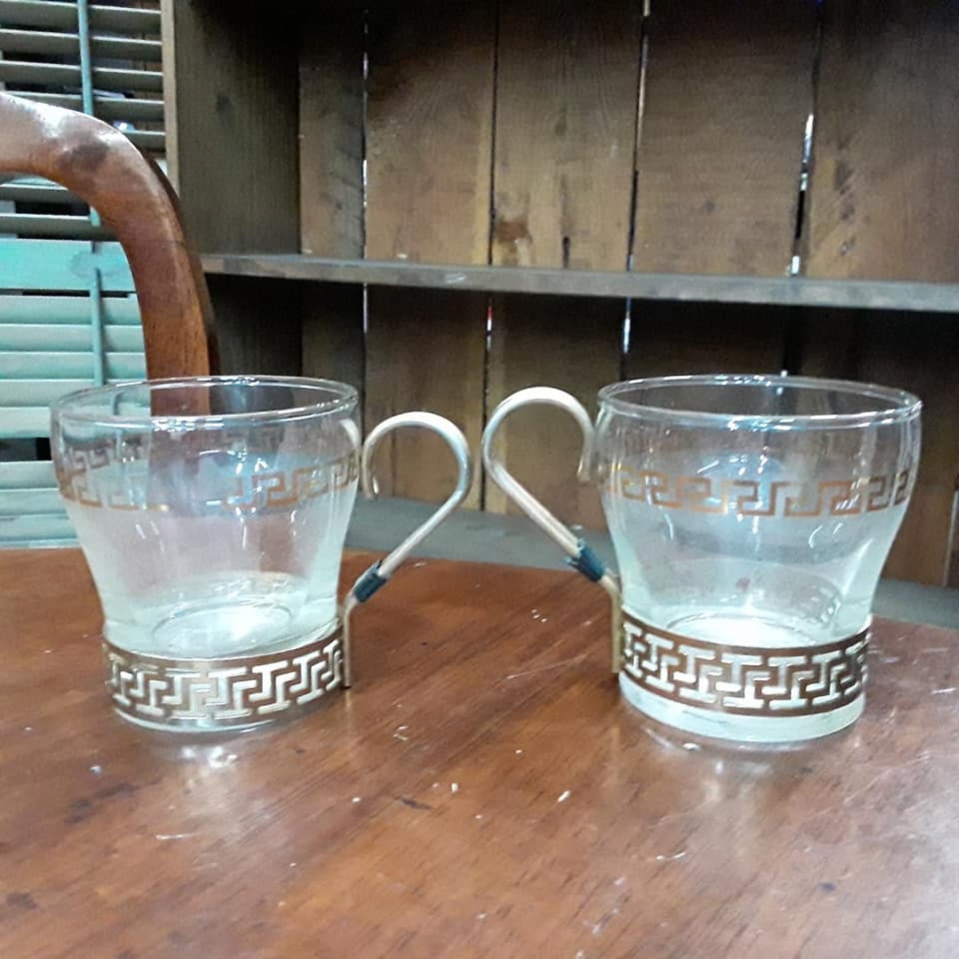 Greek Key Glasses, Libbey Glass, Set of 2 - Etsy