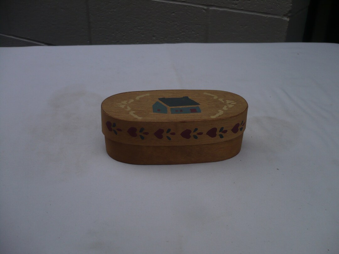 Small Decorated Wooden Oval Box - Etsy