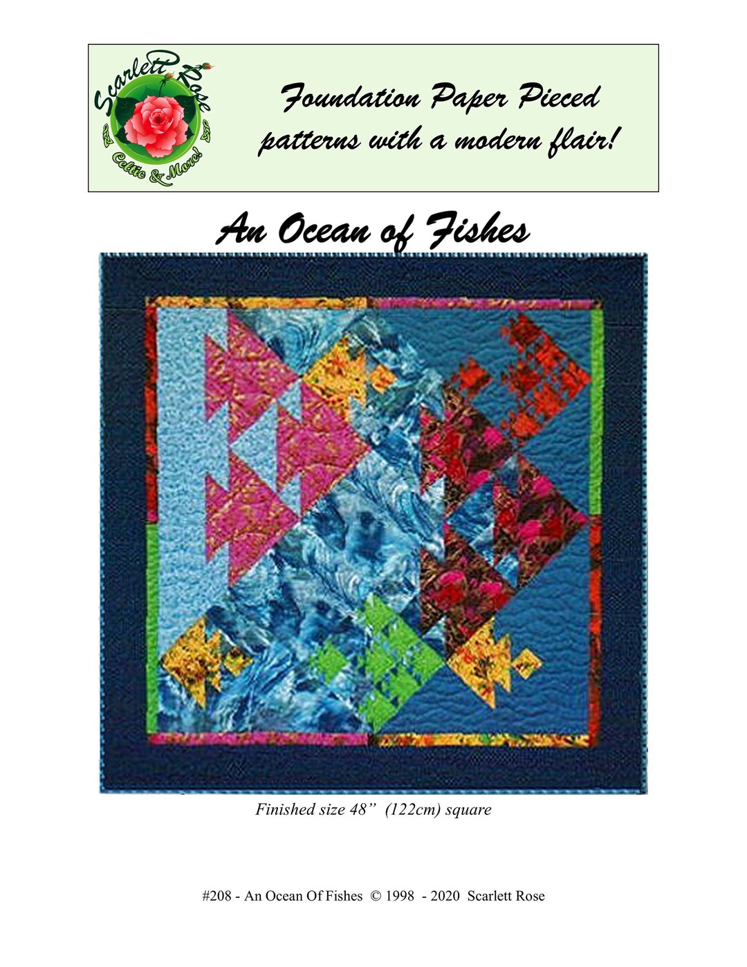An Ocean of Fishes Modern Paperpieced (FPP) Digital Quilt Pattern ...