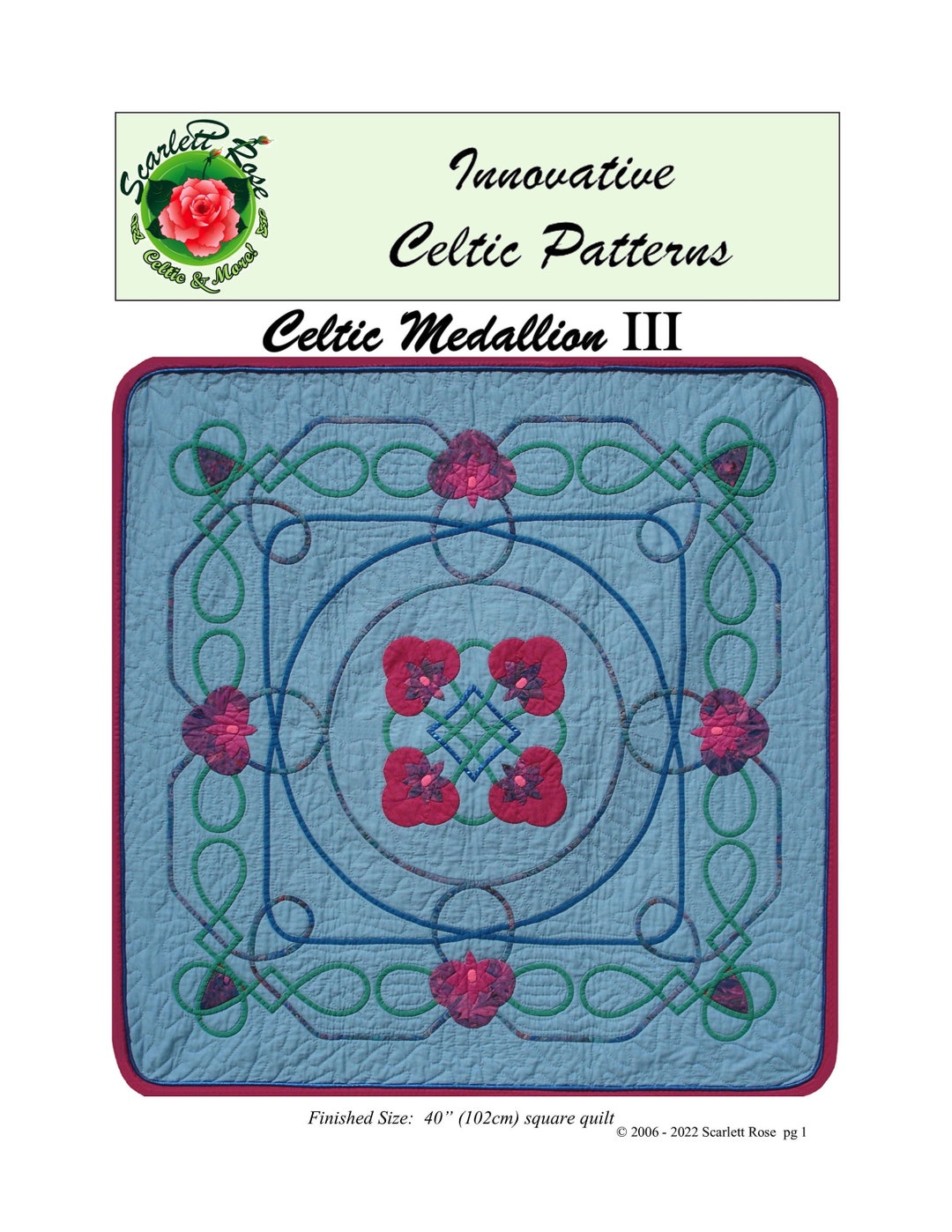 Celtic Medallion III - Modern Bias Tape Celtic Applique Quilt Pattern ...