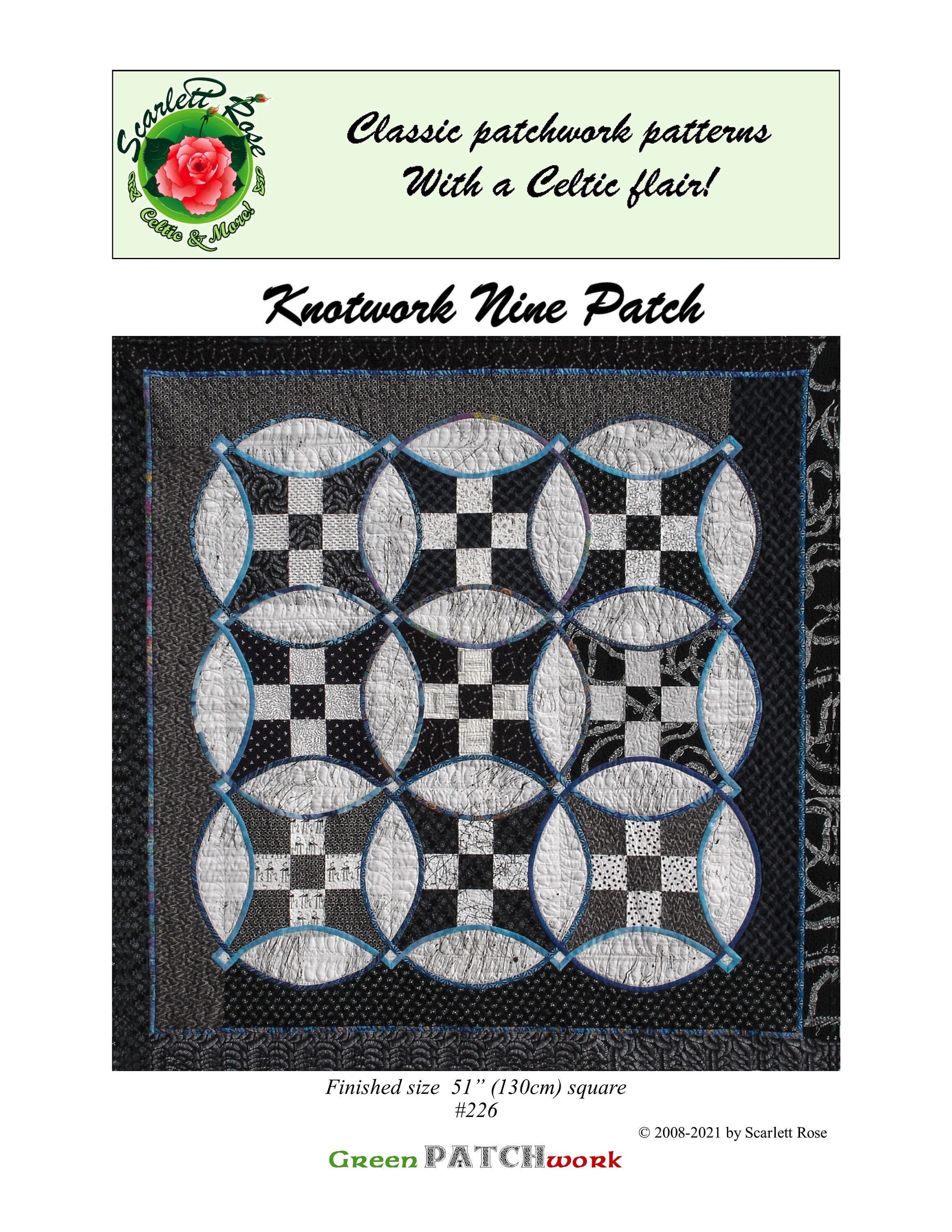 Knotwork Nine Patch - Patchwork and Bias Tape Applique Digital Pattern ...