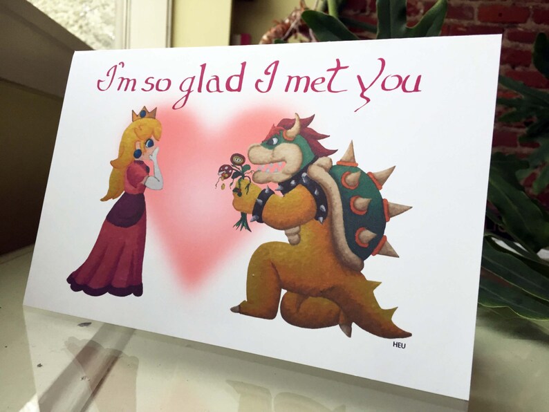 Mario Love Card Peach and Bowser - Etsy