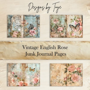 Vintage English Rose Junk Journal Paper, 8 Digital Journal Pages ...