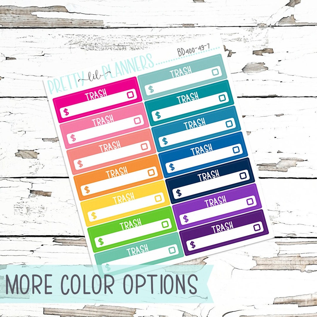 Trash Bill Due Planner Stickers, Pay Bill, Reminder Stickers ...