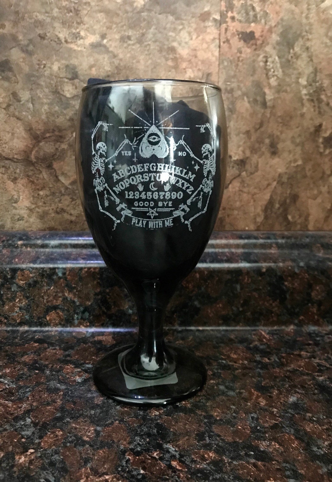 Ouija Board Engraved Wine Goblet, Smoke Black Halloween Decoration - Etsy