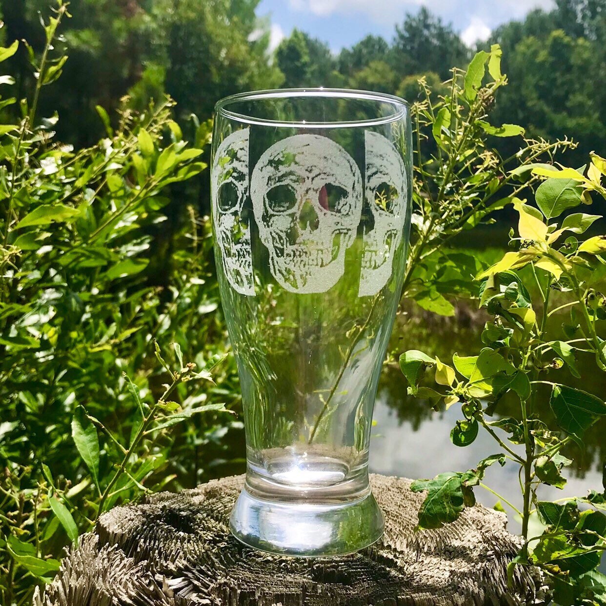 Skull Engraved Glass Skull Pilsner Glass Skull Whiskey Etsy