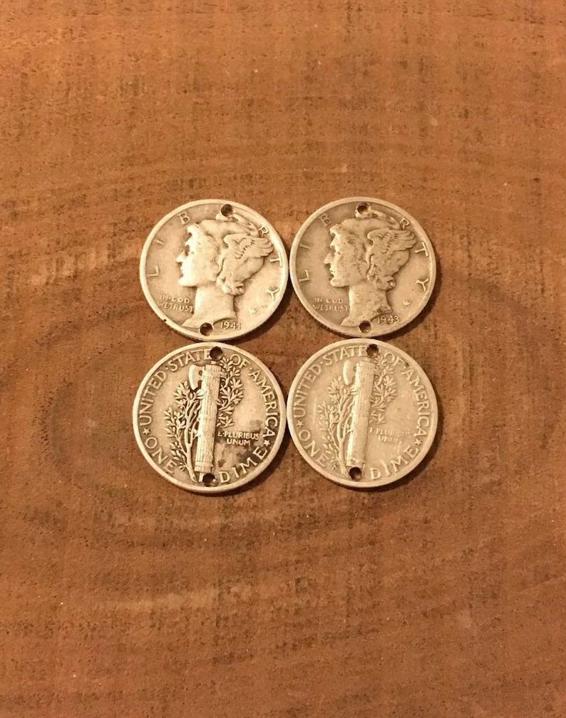 4 Holed MERCURY DIME Coins for Jewelry or BRACELET-90% Silver! - Etsy