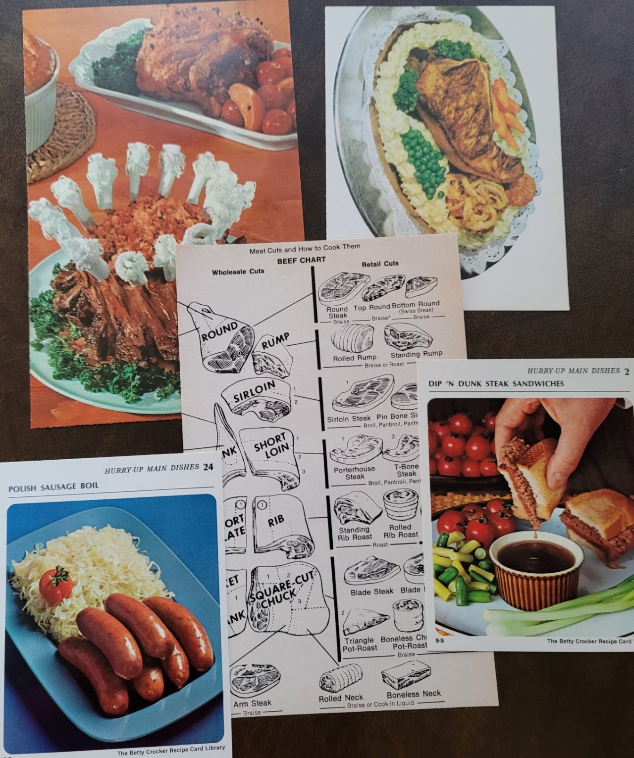 Vintage " Main Dishes" Meat Cooking Ephemera / Retro Cut Outs From Old ...