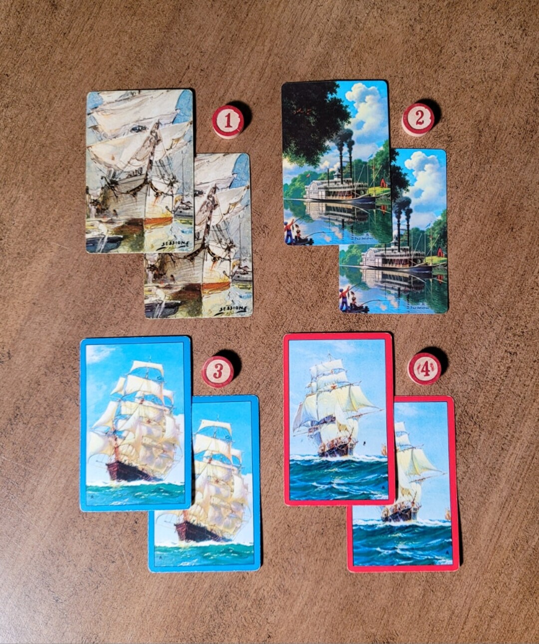 Two Vintage Swap Cards / Playing Card / Ships / Sailing Ship / Paddle ...