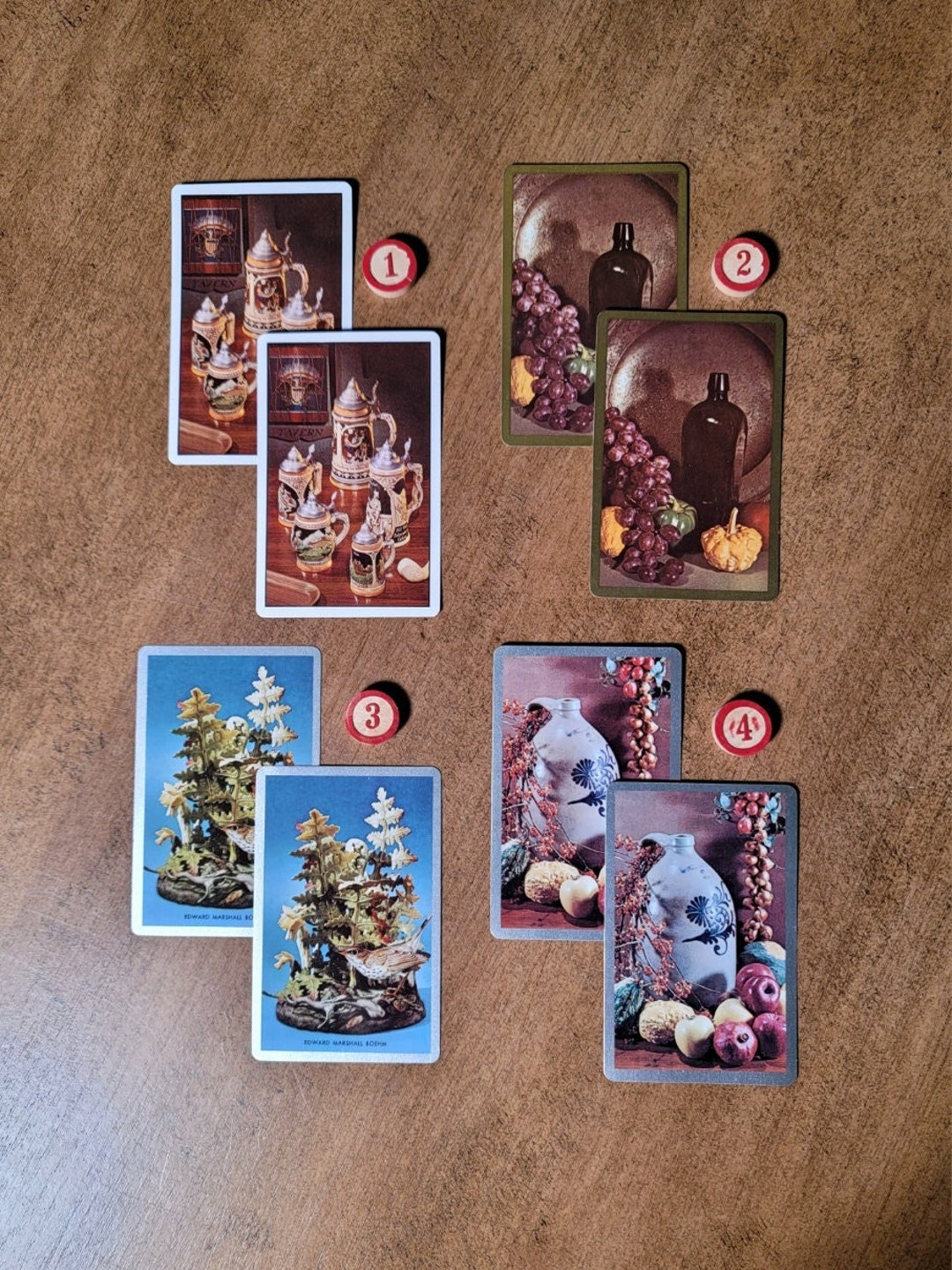 Two Vintage Swap Cards / Playing Card / Still Life / Bottle / Stein ...