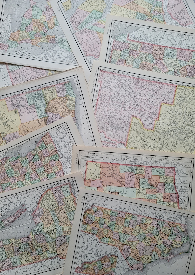 Antique 1895 Rand Mcnally Atlas Maps State Province Map Ephemera - Etsy