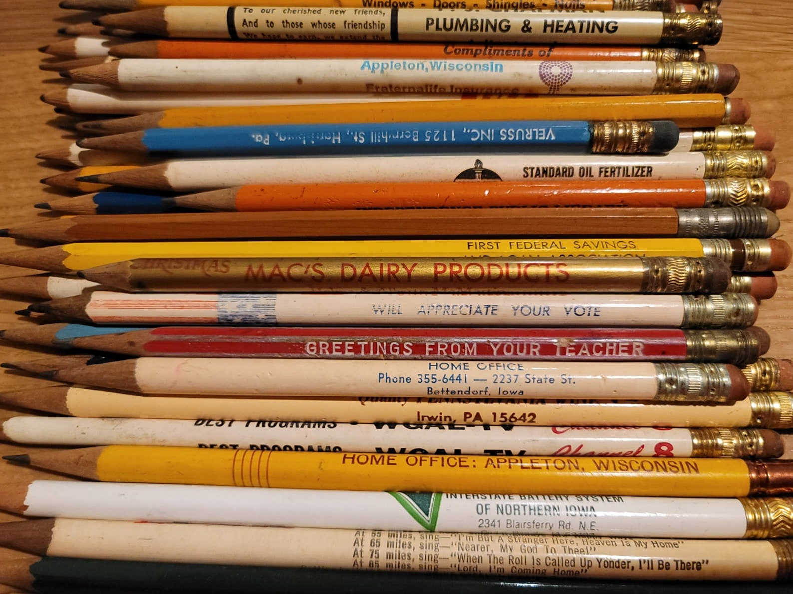 Random Lot of 10 Vintage USED Advertising Pencils Round Hexagon Lead ...