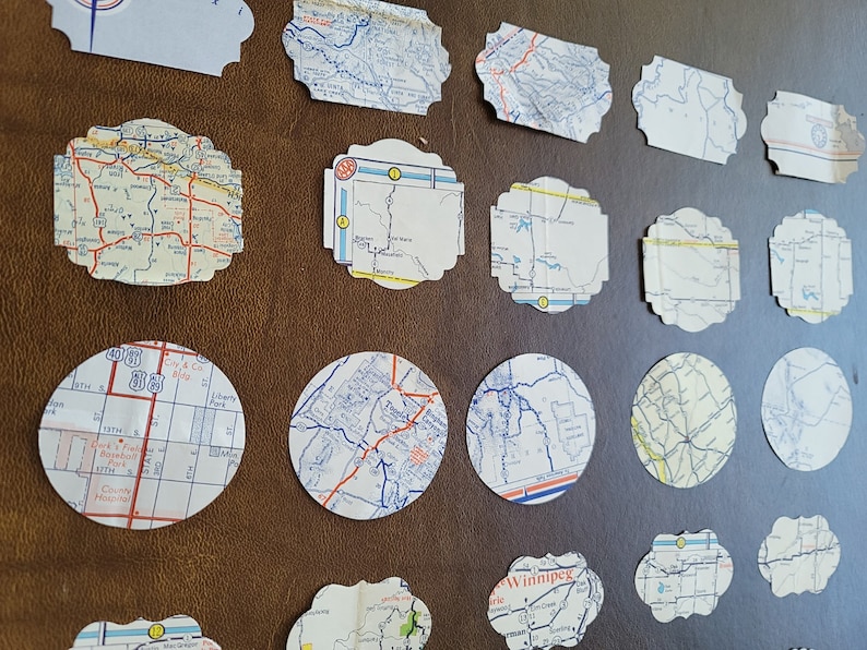 25 Vintage Paper Map Pieces in Various Shapes - Etsy