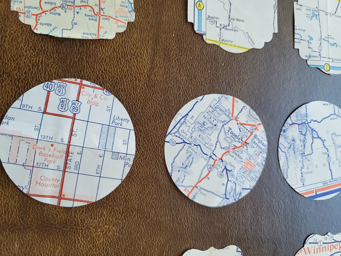 25 Vintage Paper Map Pieces in Various Shapes - Etsy